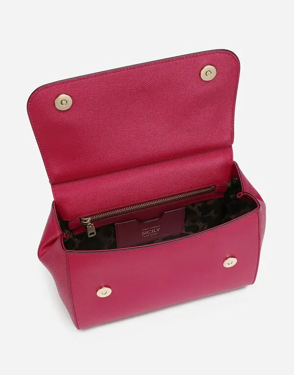 Dolce & Gabbana Large Sicily Handbag In Dauphine Calfskin - Fuchsia