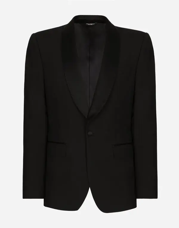 Dolce & Gabbana Single-breasted Stretch Wool Sicilia-fit Tuxedo Jacket - Black