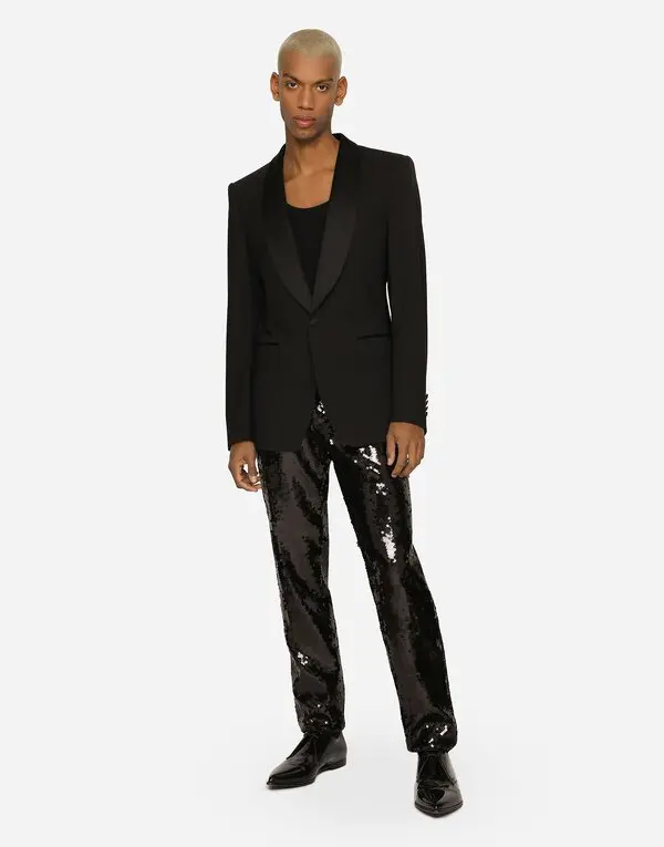 Dolce & Gabbana Single-breasted Stretch Wool Sicilia-fit Tuxedo Jacket - Black