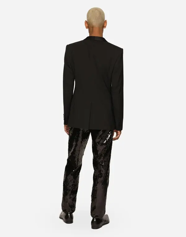 Dolce & Gabbana Single-breasted Stretch Wool Sicilia-fit Tuxedo Jacket - Black