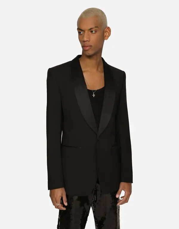 Dolce & Gabbana Single-breasted Stretch Wool Sicilia-fit Tuxedo Jacket - Black
