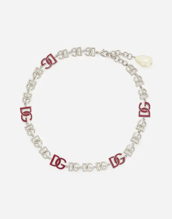 Dolce & Gabbana Chain Necklace With Dg Multi-logo - Silver