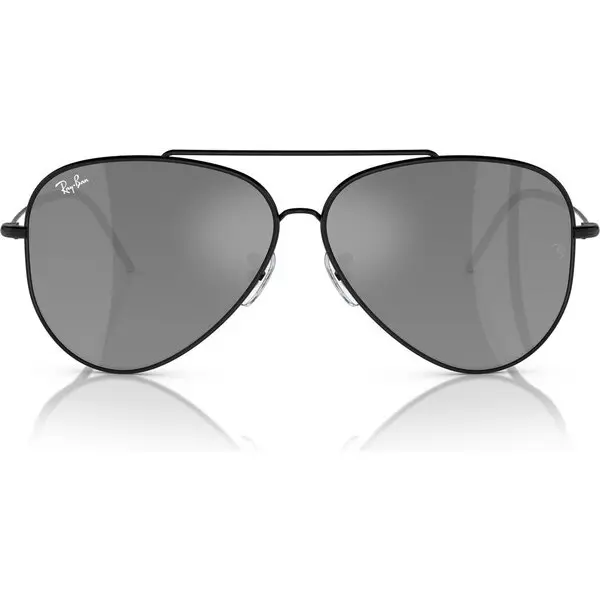 Ray-ban Reverse 62mm Aviator Sunglasses - Black