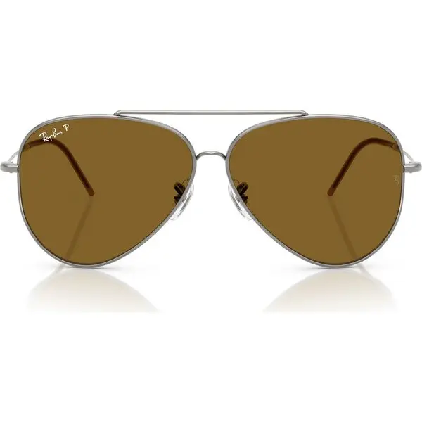 Ray-ban Reverse 62mm Aviator Sunglasses - Dark Brown