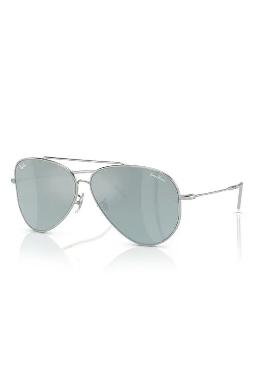 Ray-ban Reverse 62mm Oversized Aviator Sunglasses - Grey Silver