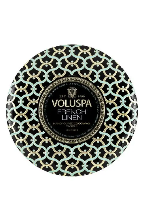 Voluspa Three-wick Tin Candle - French Linen