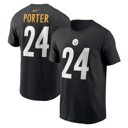Nike Joey Porter Jr. Pittsburgh Steelers 2023 Nfl Draft Player Name & Number T-shirt - Black