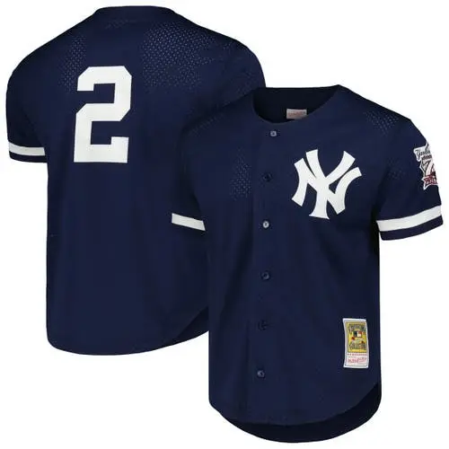 Mitchell & Ness Derek Jeter New York Yankees Cooperstown Collection Mesh Batting Practice Button-up Jersey - Navy
