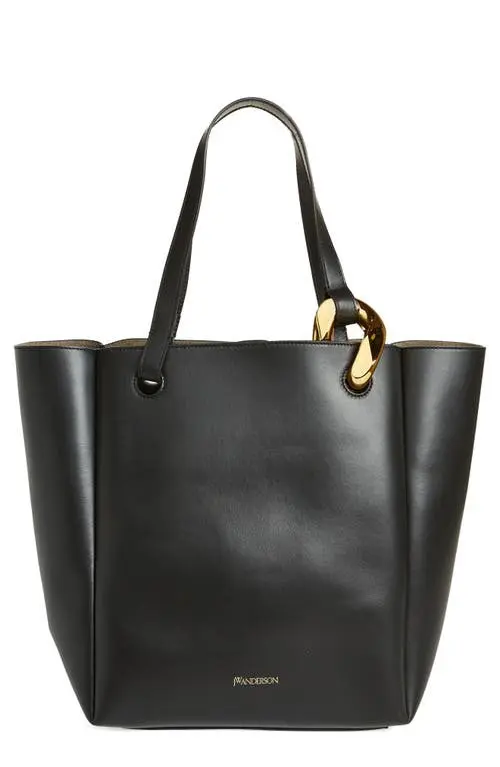 JW Anderson Chain Link Leather Tote - Black