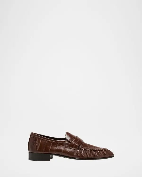 THE ROW Leather Flat Loafers - Light Brown