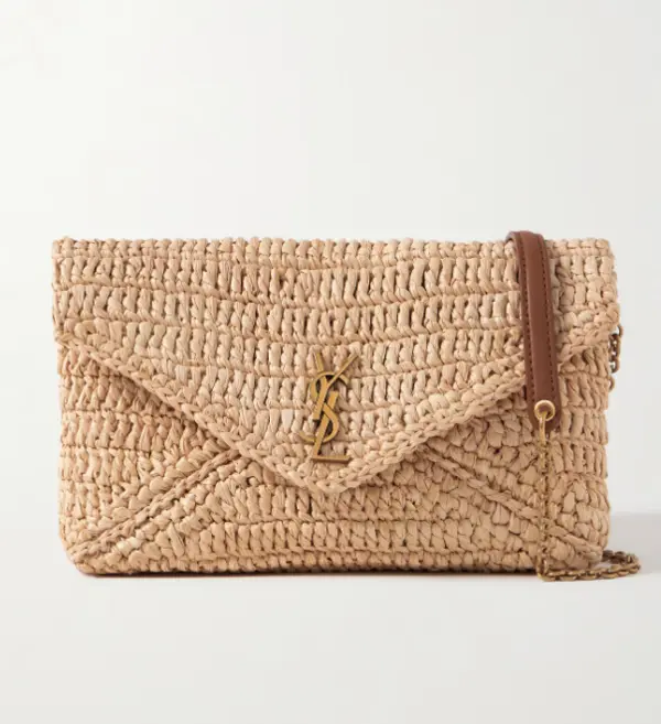 Saint Laurent Cassandre Raffia Shoulder Bag - Light Brown