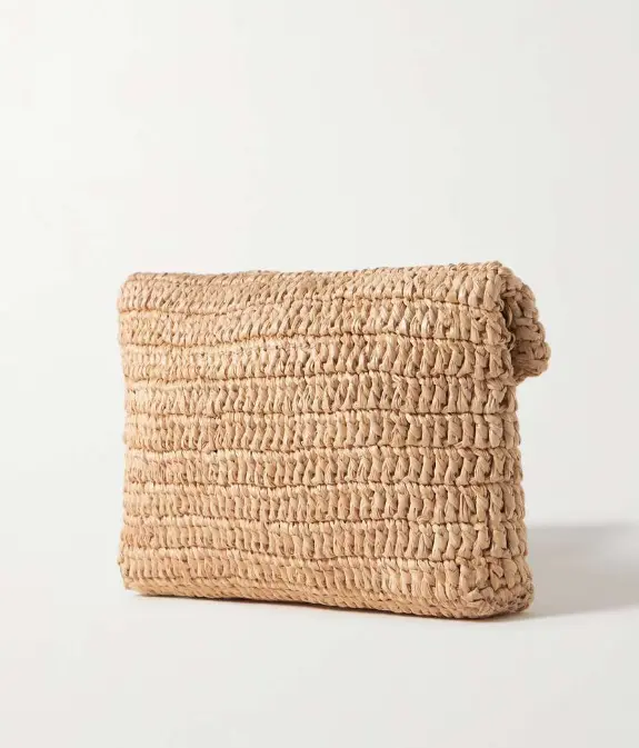 Saint Laurent Cassandre Raffia Shoulder Bag - Light Brown