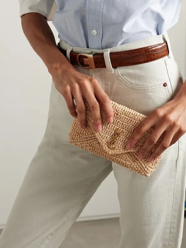 Saint Laurent Cassandre Raffia Shoulder Bag