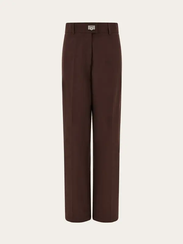 FERRAGAMO Tailored Cotton Silk Trousers - Brown