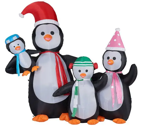 CHRISTMAS TIME 10-ft. Tall Penguin Family Infla Table - One-color