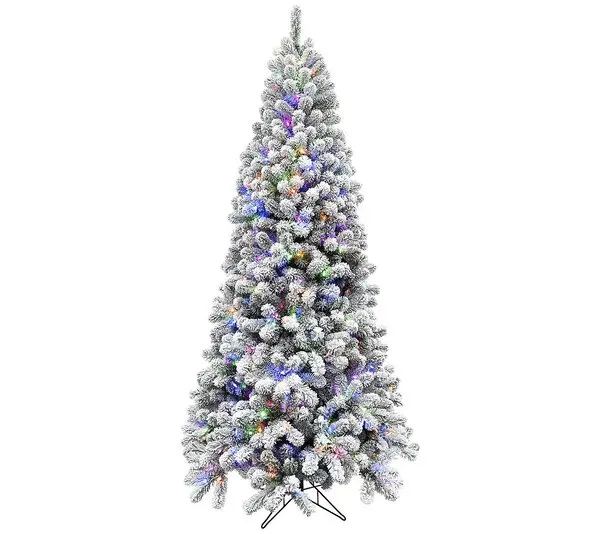 FRASER HILL FARM 9-ft. Flocked Alaskan Pine Chr Istmas Tree - One-color