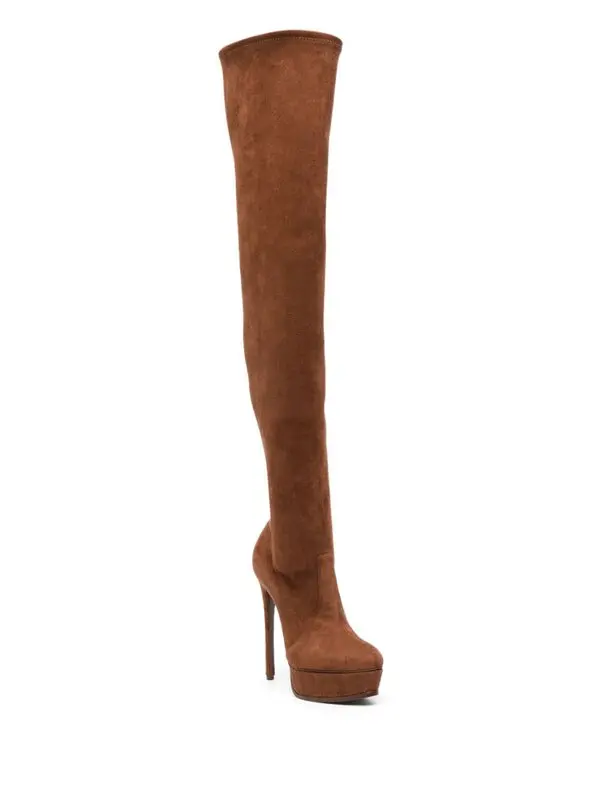Casadei Flora 140mm Above-knee Platform Boots - Brown
