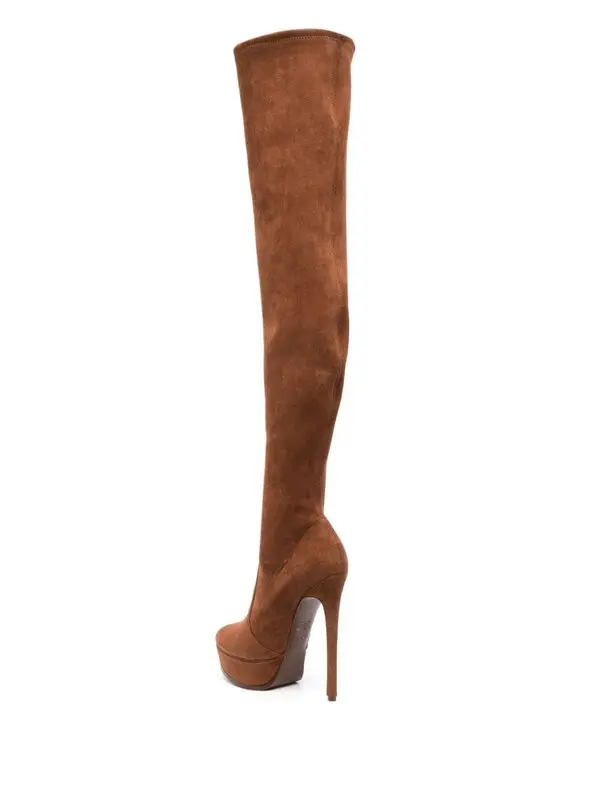 Casadei Flora 140mm Above-knee Platform Boots - Brown