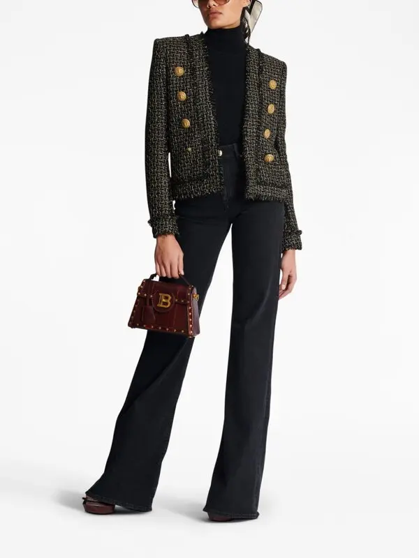 Balmain Double-breasted Tweed Jacket - Black