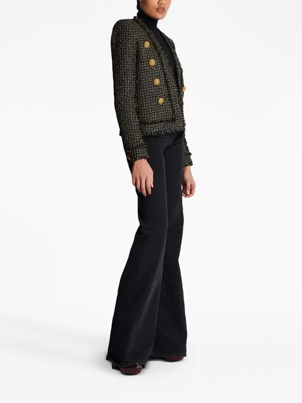Balmain Double-breasted Tweed Jacket - Black