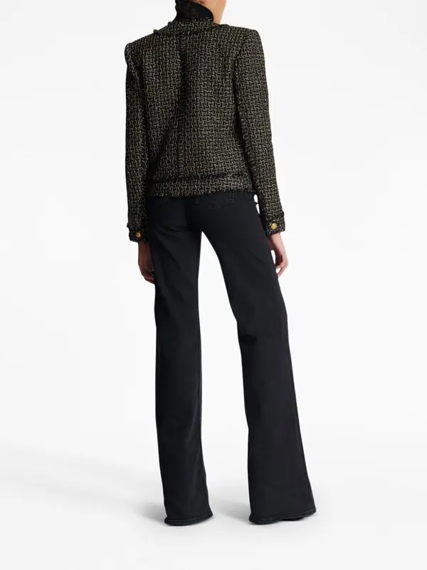 Balmain Double-breasted Tweed Jacket - Black
