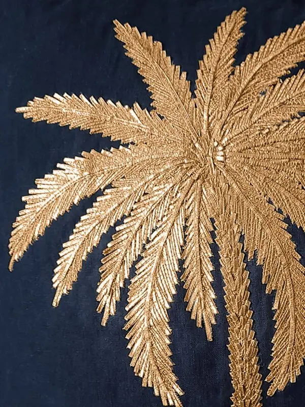 LES-OTTOMANS Palms Embroidered Cushion