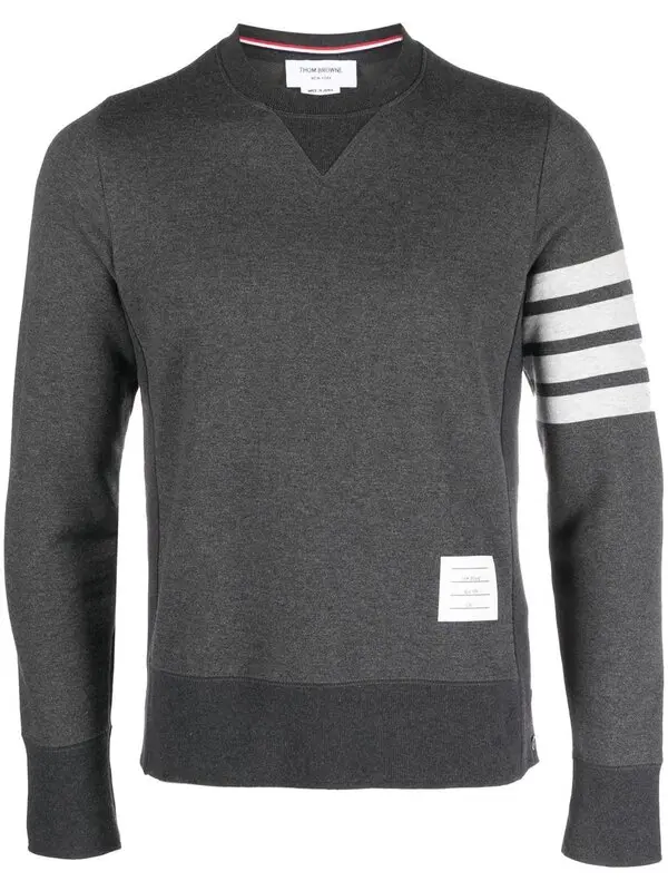 Thom Browne Logo-patch Cotton Sweatshirt - Grey