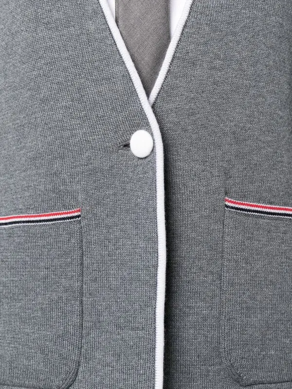 Thom Browne Contrasting-trim Collarless Jacket