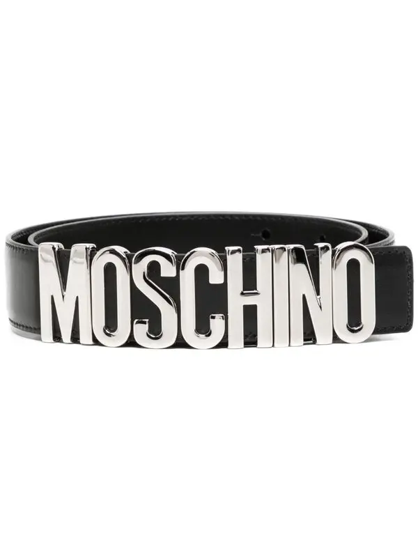 Moschino Lettering Leather Loafers - Black