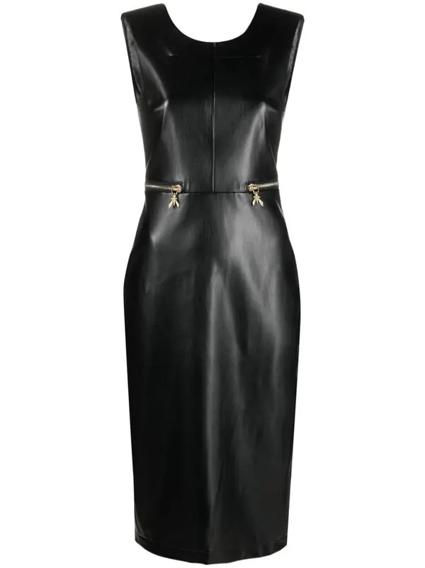 Patrizia Pepe Patent-finish Midi Dress With Zip Detailing