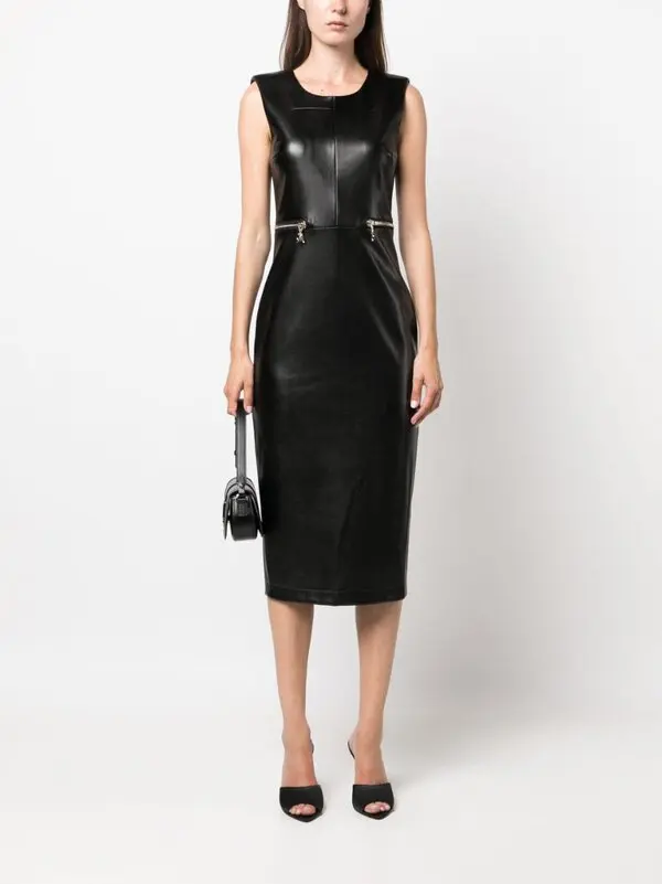 Patrizia Pepe Patent-finish Midi Dress With Zip Detailing