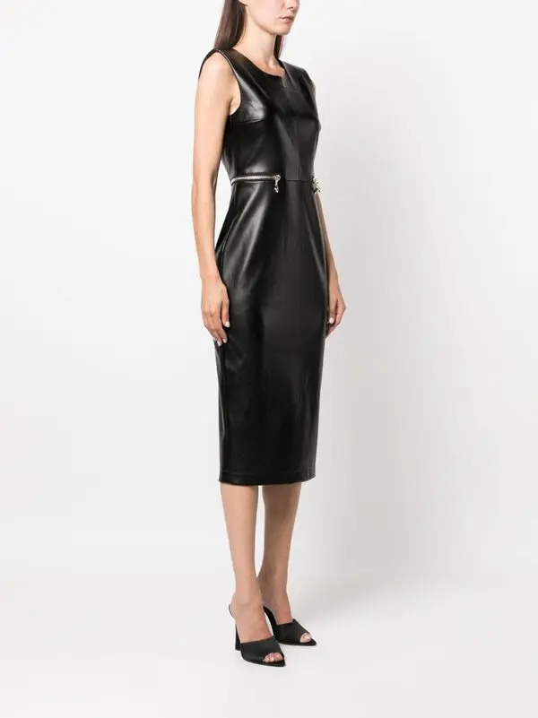 Patrizia Pepe Patent-finish Midi Dress With Zip Detailing