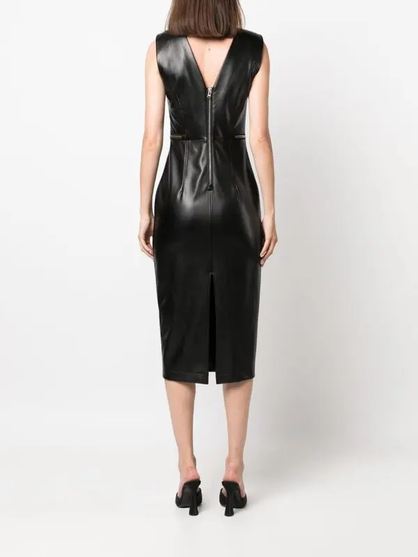 Patrizia Pepe Patent-finish Midi Dress With Zip Detailing