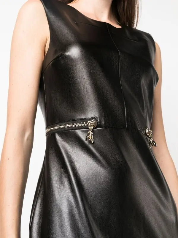 Patrizia Pepe Patent-finish Midi Dress With Zip Detailing