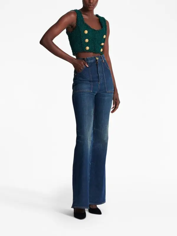 Balmain 6-buttons Tweed Cropped Top