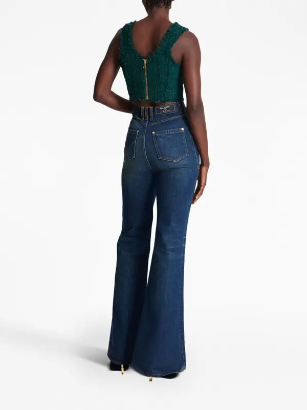 Balmain 6-buttons Tweed Cropped Top