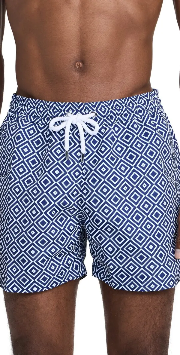 Frescobol Carioca Angra Print Sport Shorts - Navy Blue