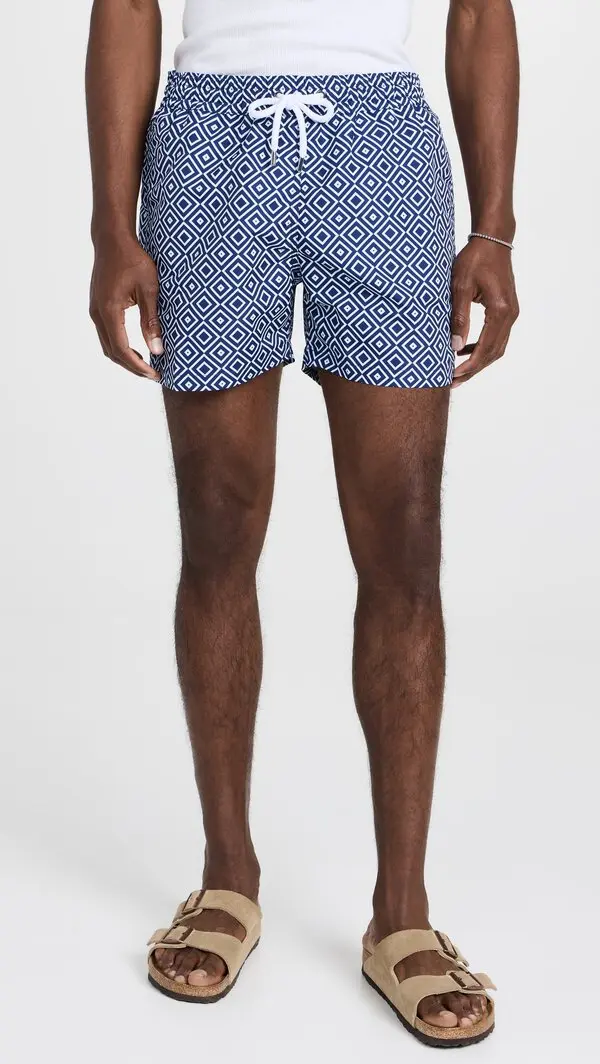 Frescobol Carioca Angra Print Sport Shorts - Navy Blue