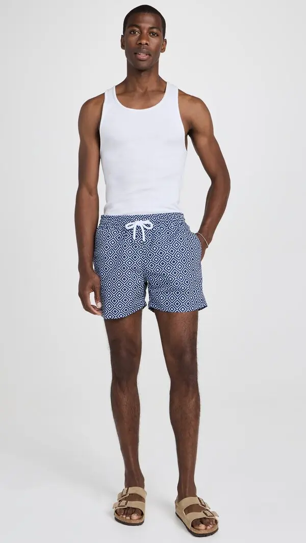Frescobol Carioca Angra Print Sport Shorts - Navy Blue