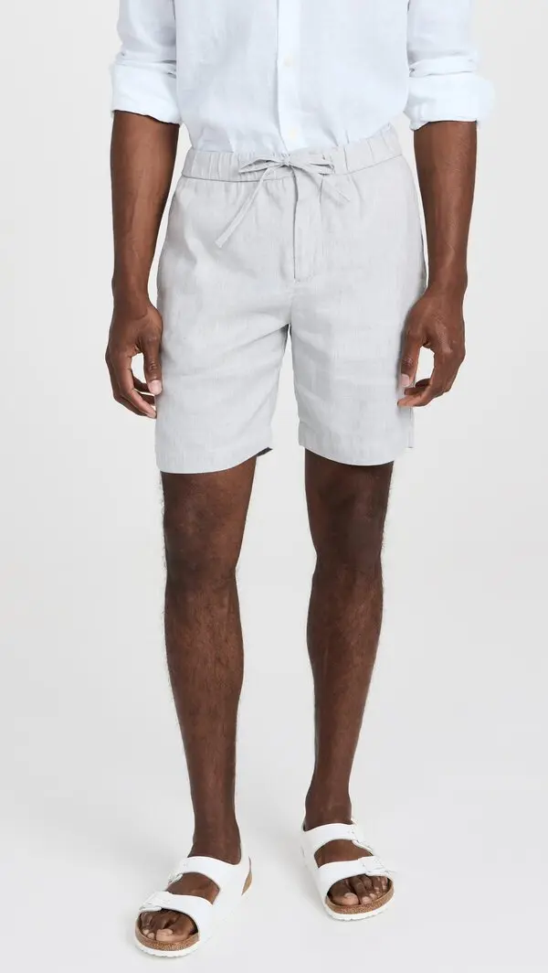 Frescobol Carioca Felipe Linen Blend Shorts - Light Melange Grey