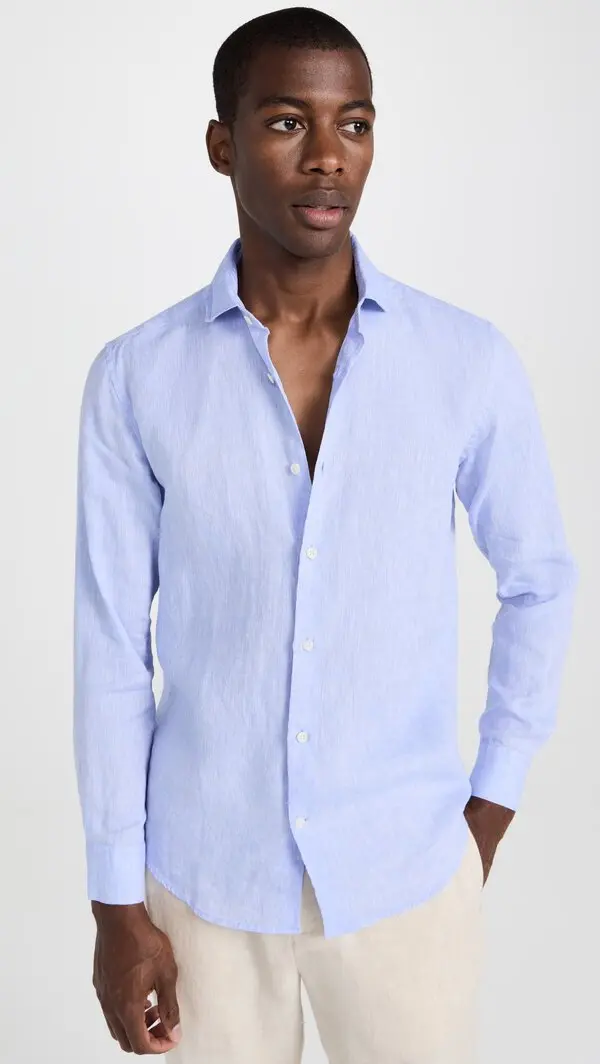 Frescobol Carioca Antonio Linen Shirt - Baby Blue