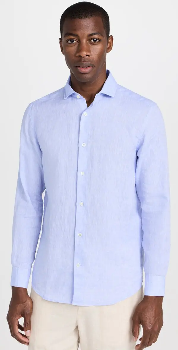 Frescobol Carioca Antonio Linen Shirt - Baby Blue