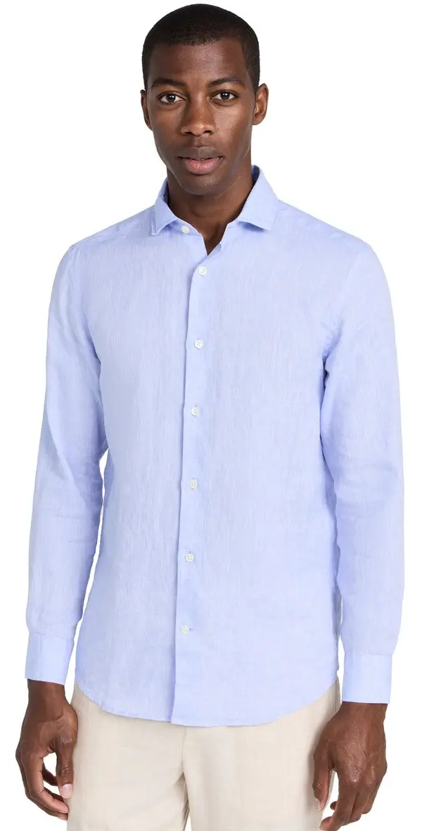 Frescobol Carioca Antonio Linen Shirt - Baby Blue