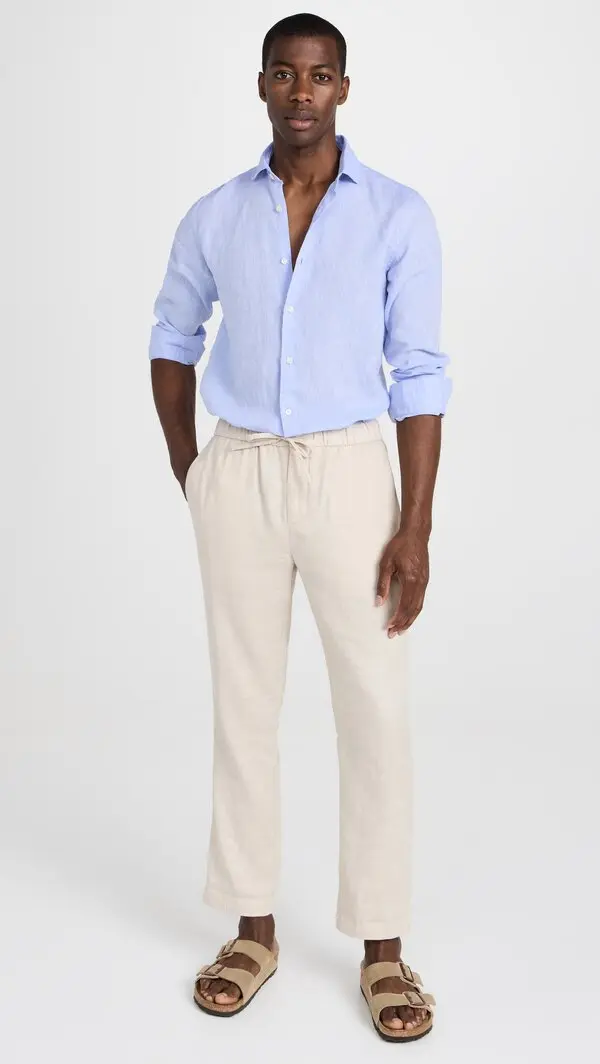 Frescobol Carioca Antonio Linen Shirt - Baby Blue