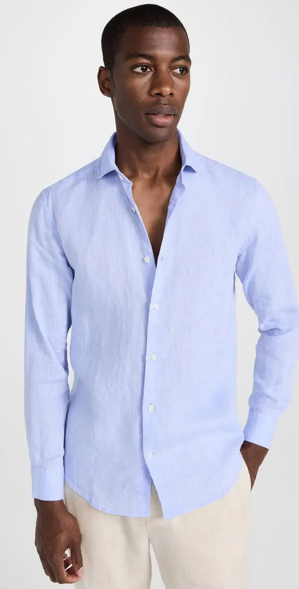 Frescobol Carioca Antonio Linen Shirt - Baby Blue