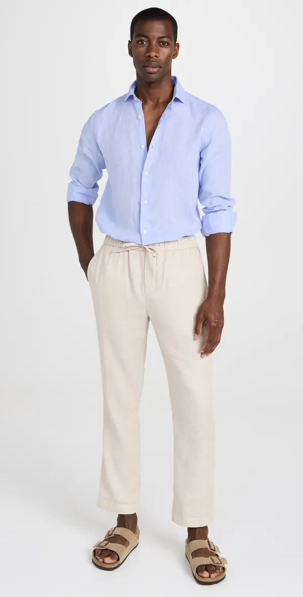 Frescobol Carioca Antonio Linen Shirt - Baby Blue