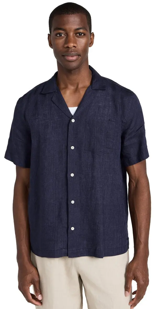 Frescobol Carioca Angelo Linen Shirt - Midnight Blue