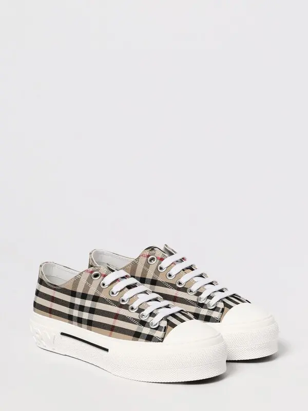 Burberry Checked Platform Sneakers - Beige