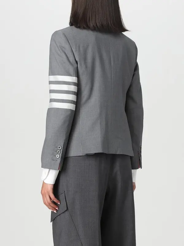 Thom Browne Wool Blazer With Four-bar Stripe - Grey