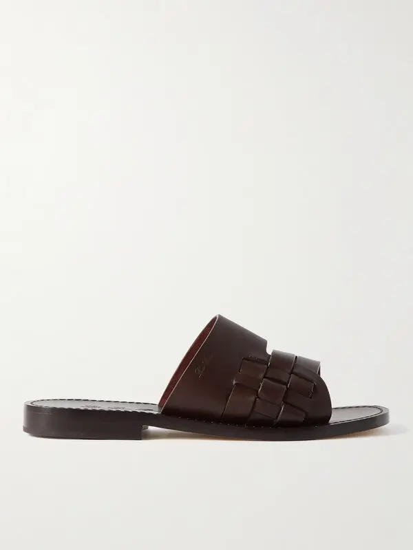Loro Piana Sea-pacific Walk Braided Leather Slides - Brown